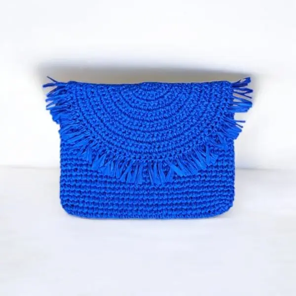 SPRINGMOONATELIER Handmade Raffia Mini Bag - Blue