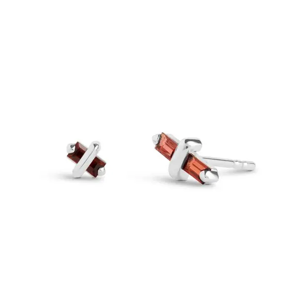 KASUN LONDON Red / Silver Candy Kiss Earrings January Garnet Silver - Red/silver