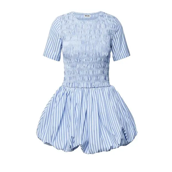 AMY LYNN Eleanor Pure Cotton Stripe Mini Puffball Dress - Blue