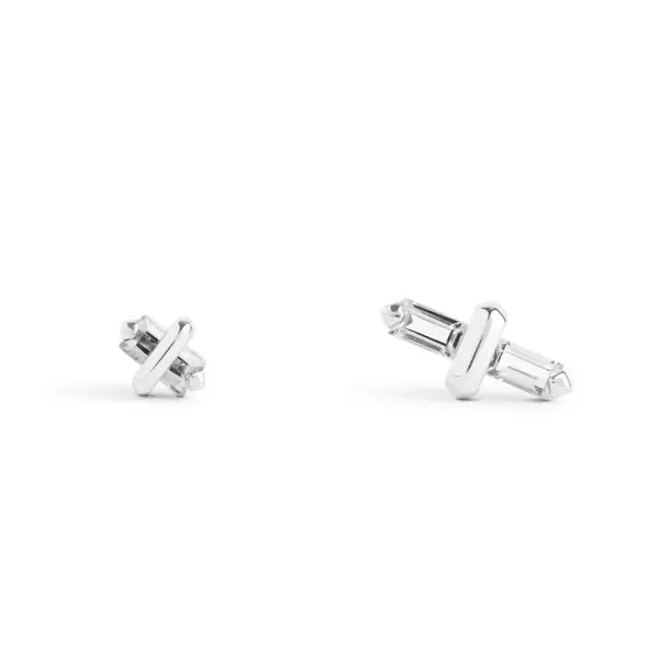 KASUN LONDON Black / Silver Candy Kiss Earrings April White Topaz Silver - Black/silver