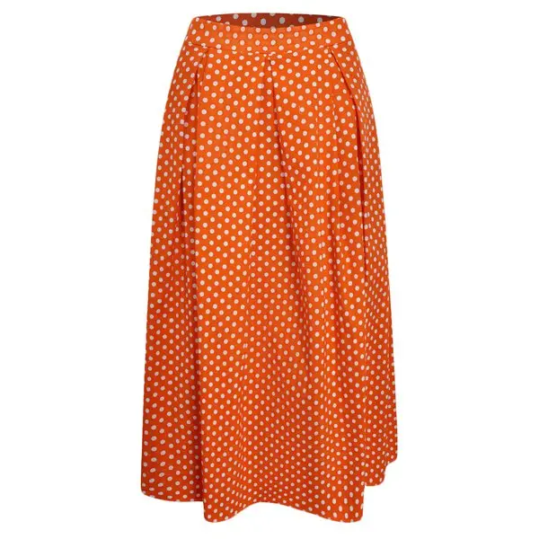 SMART AND JOY Flared Midi Skirt With Polka Dots - Orange