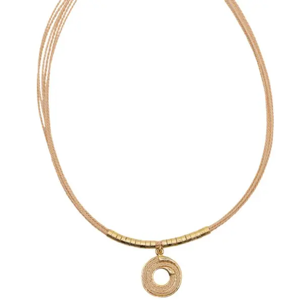 NART NATURE MAKING ART The Spiral Buriti Natural Fiber Necklace Small - Gold
