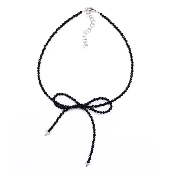 MINERALGEMS ✩ STUDIO Onyx Bow Necklace - Black