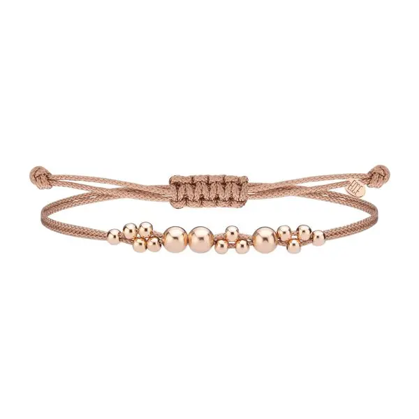 ECCE ARTISAN DIAMONDS 14k Rose Gold Dancing Bubble Ball Bracelet W/ Rope - Red