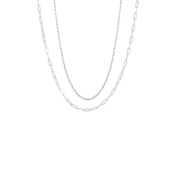 SPERO LONDON Paperclip Chains Sterling Layering Necklace Set - Silver