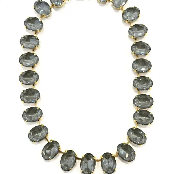 ACHALA HANDCRAFTED Dark Ignite Oval Crystals Necklace - Grey