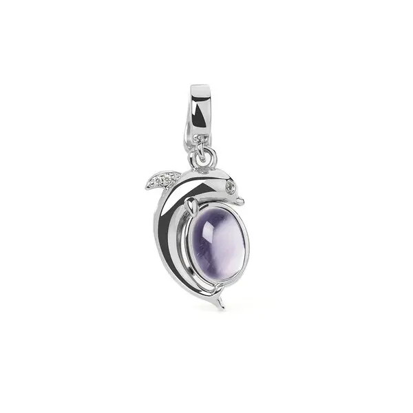 FREQNC ATELIER Mini Dolphin Charm Silver Amethyst - Purple