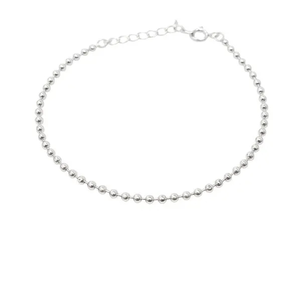 HARFI Ball Bead Chain Minimalist Dainty Sterling Bracelet - Silver