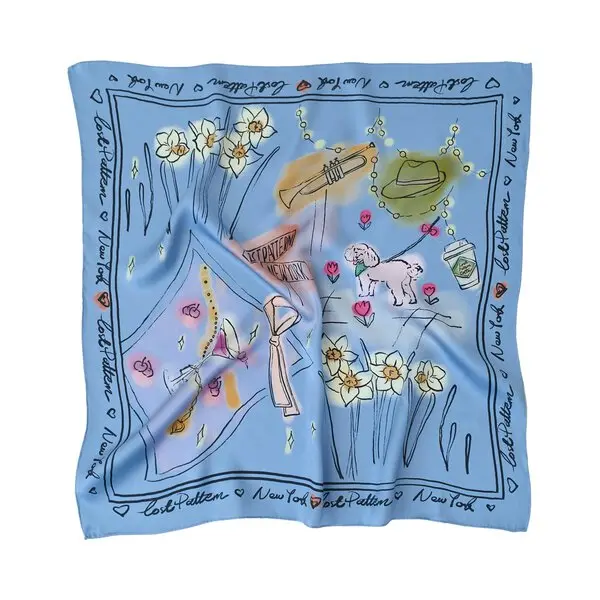 LOST PATTERN New York In Sketches Silk Scarf