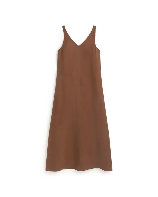 THINKING MU Long Dress Cupro Sade - Brown