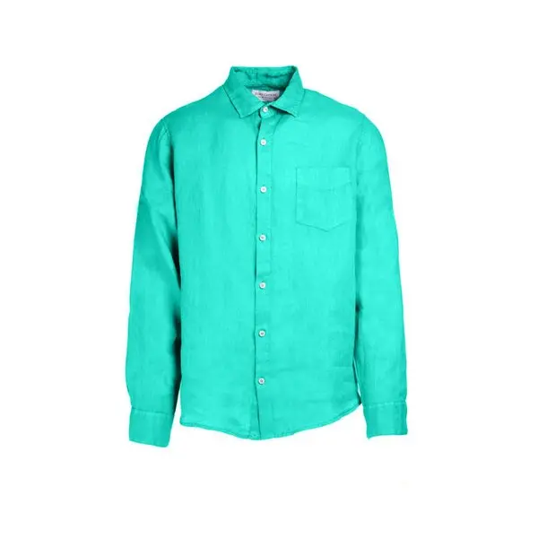 Haris Cotton Long Sleeved Front Pocket Linen Shirt Island - Green
