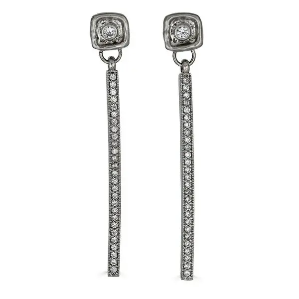 LONI PAUL JEWELRY Crystal Bar Earrings - Silver