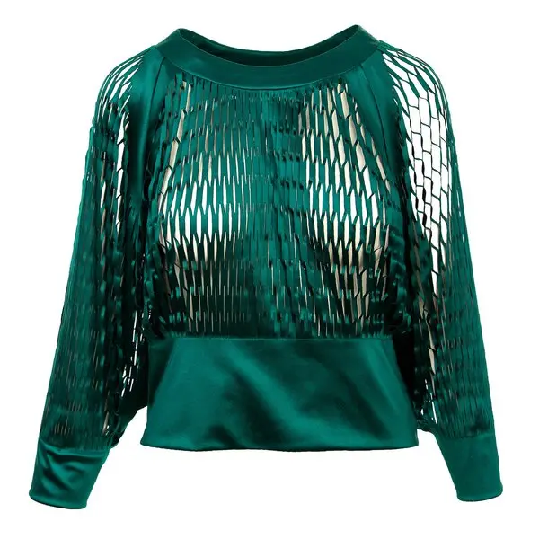 SILVIA SERBAN Laser Cut Blouse - Green
