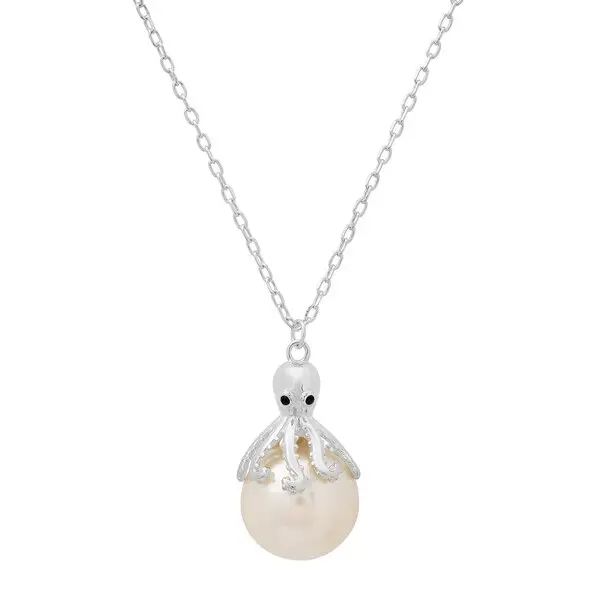 KYLIE HARPER Sterling Pearl Octopus Pendant Necklace - Silver