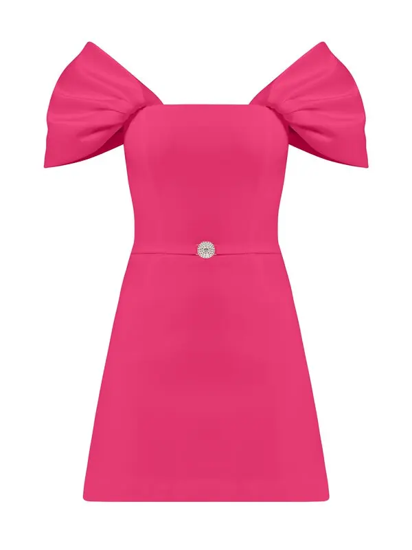 TIA DORRAINE Mirage Crystal Ornat Mini Dress, Hot - Pink