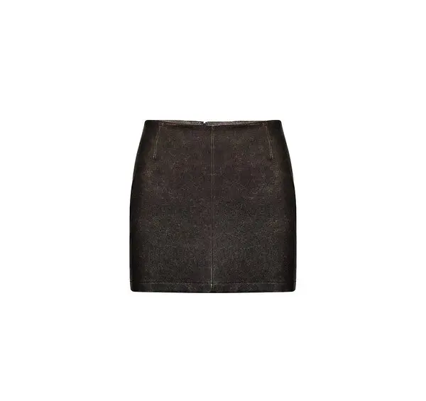 MAISON SEL Distressed Effect Super Mini Leather Skirt