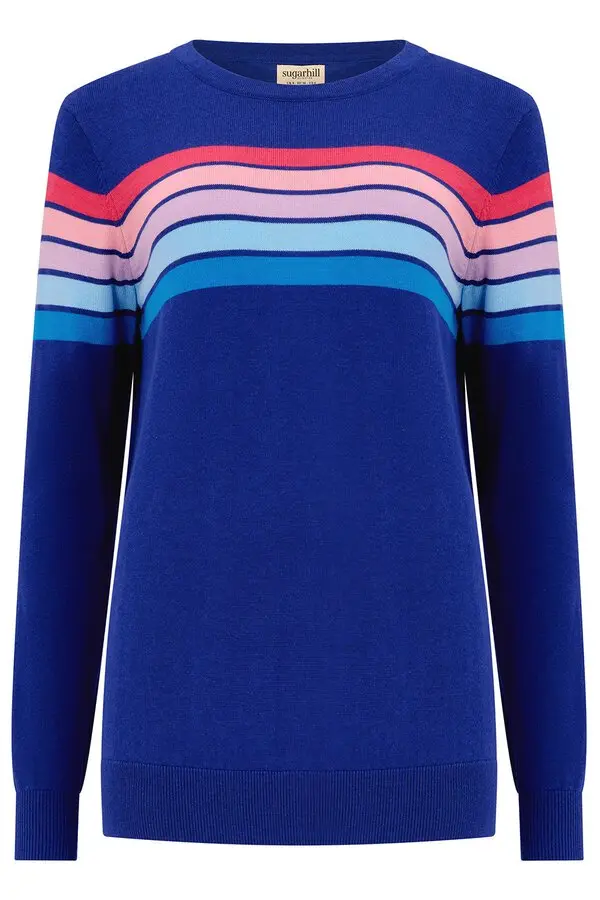 SUGARHILL BRIGHTON Rita Sweatshirt French Ombre Stripes - Blue