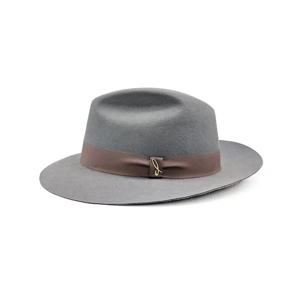 DORIA 1905 Ash Smooth Lapin Felt Fedora Hat - Grey