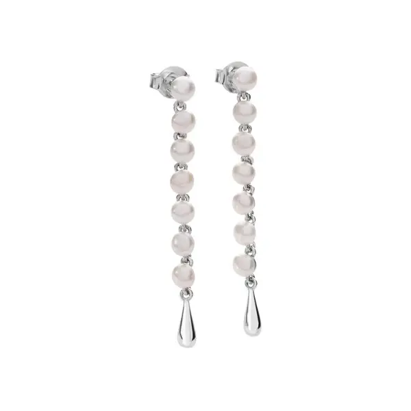 LUCY QUARTERMAINE Solid Sterling Royal Pearl Drop Earrings - Silver