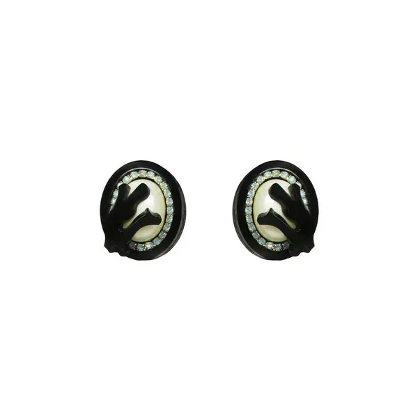 GISSA BICALHO Acrylic Handmade Earring Short Coral And Pearl - Black