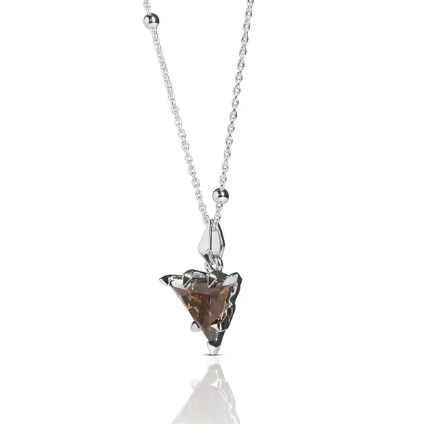 KASUN LONDON Trillion Pendant Silver & Smokey Topaz - Gray