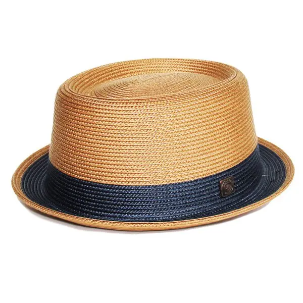 DASMARCA HATS Dasmarce Bobby Retro Short Brim Summer Porkpie Tan - Gold