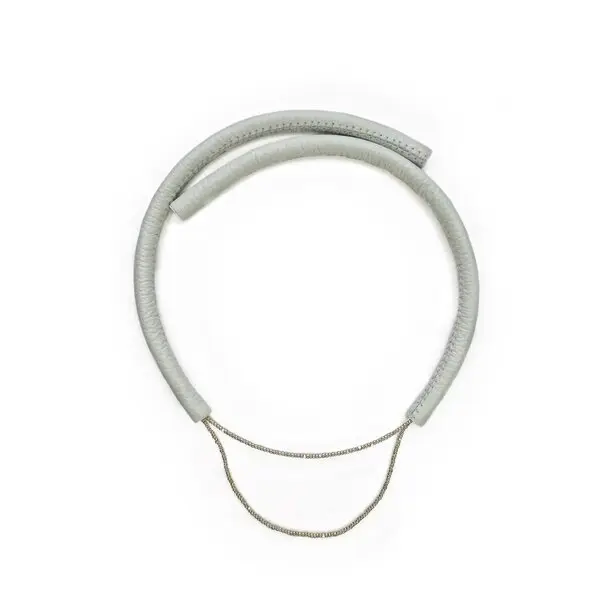 WAIWAI Leather Choker With Glass Beads - White