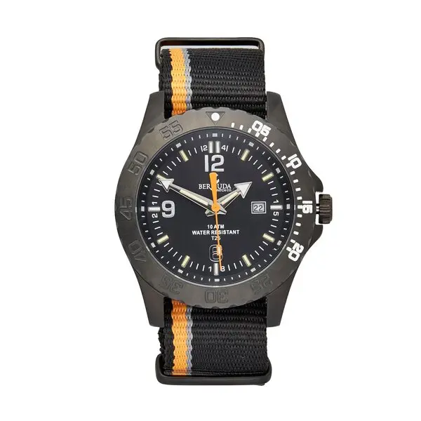 BERMUDA WATCH COMPANY Bermuda Watch Co Stovel Bay Black & Nylon Gtls Watch - Orange