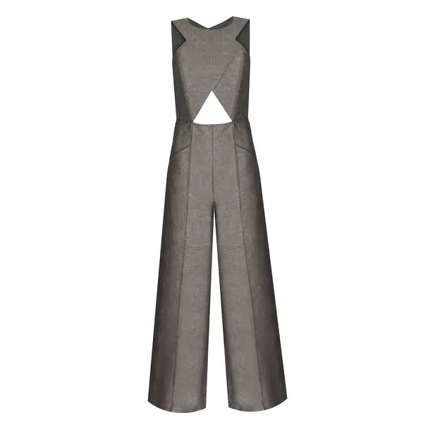 MIRIMALIST Aura Linen Jumpsuit - Grey