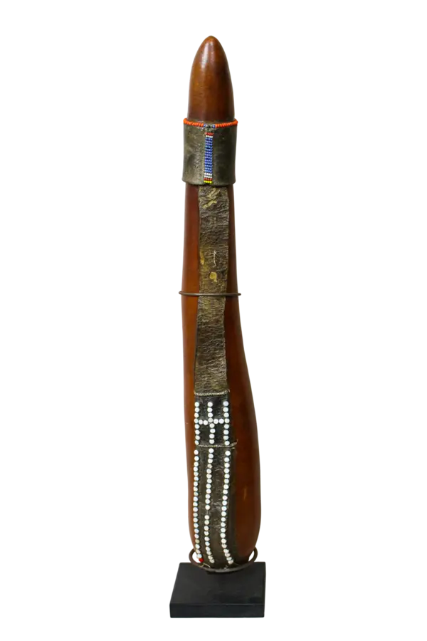 Botanical Boys Vintage Beaded Maasai Calabash Kenya Fifty Two Five - Brown