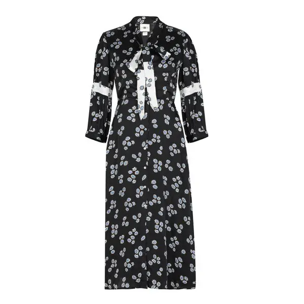 EM & SHI Monochrome Ditsy Button Down Dress - Black
