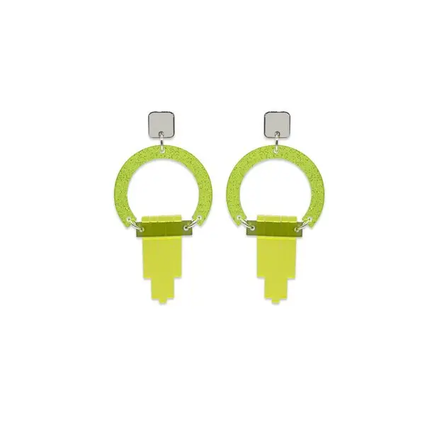 TOOLALLY Art Deco Chandelier Earrings Glitter, Lime Zest & Citrus - Green