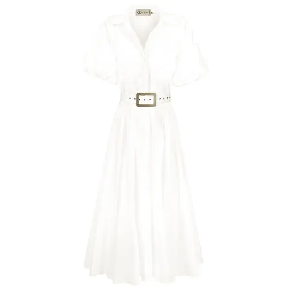 ALINA CERNATESCU Oman Midi Office Shirt Poplin Cotton Dress - White