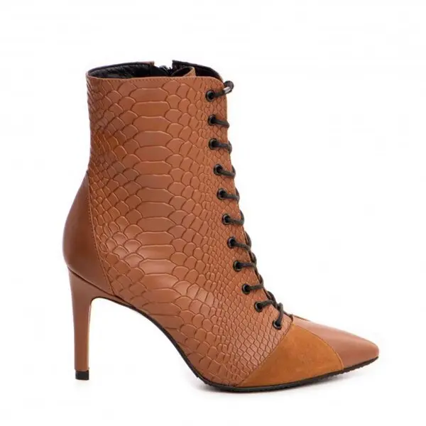THE 5TH ELEMENT Daria Camel Mid-ankle Slim Boots - Brown