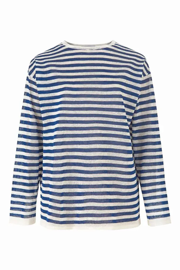 SALANIDA Tanto 100% Linen Long Sleeve Top Navy - Blue