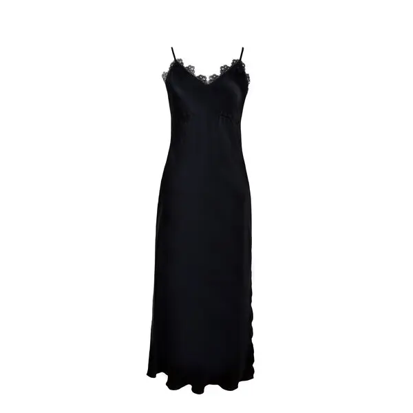 SASHA LA MER Elisabeth Silk Slip Dress, Color Shadow Pearl - Black
