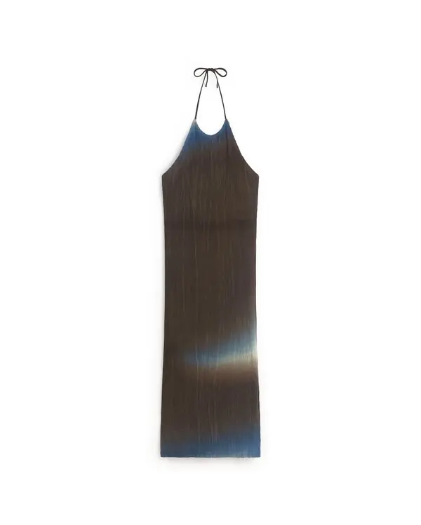 THINKING MU Pleated Midi Dress Glass Miriam - Brown
