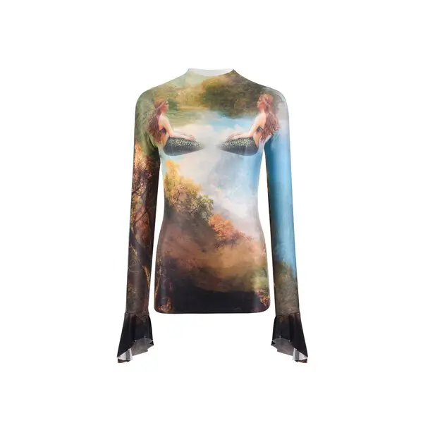 RIVERPEACE.CO Blue / Green Pisces Printed Top - Blue/green