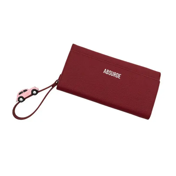 ABSURDE Parking Burgundy Leather Bifold Wallet - Pink