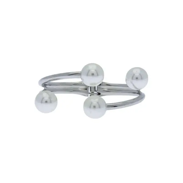 Saachi Hinged Pearl Cuff Bracelet - Silver