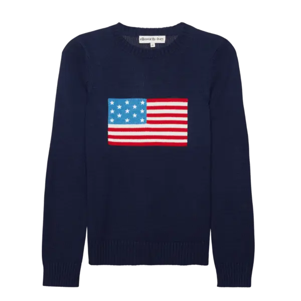 ELLSWORTH + IVEY Classic American Flag Crewneck Navy - Blue