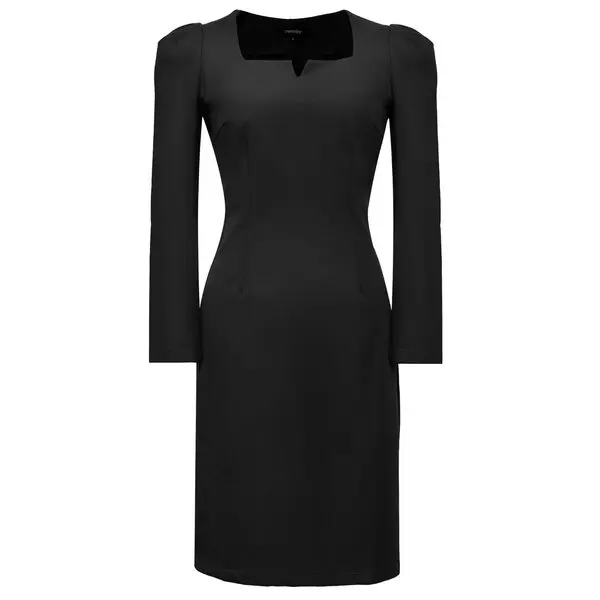 SMART AND JOY Puffy Sleeves Fitted Dress - Black