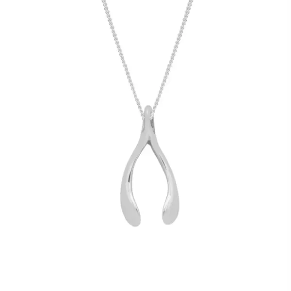 KATIE MULLALLY Tiny Sterling Wishbone Necklace - Silver