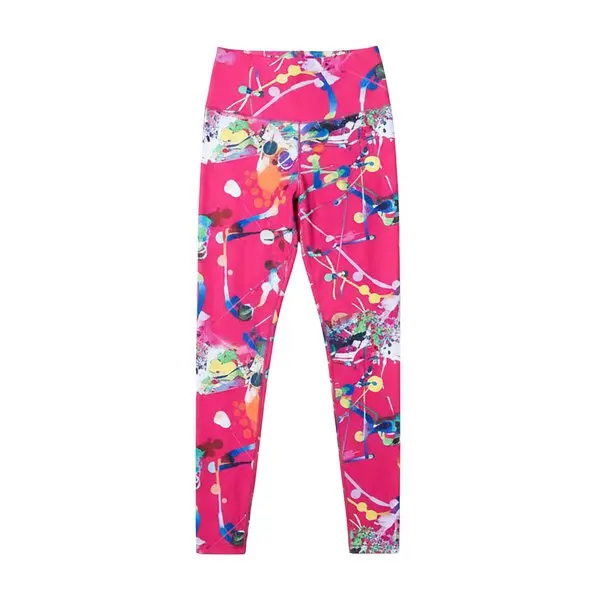 LILIA MUNN High Waisted Leggings – | Gene Therapy Print - Pink