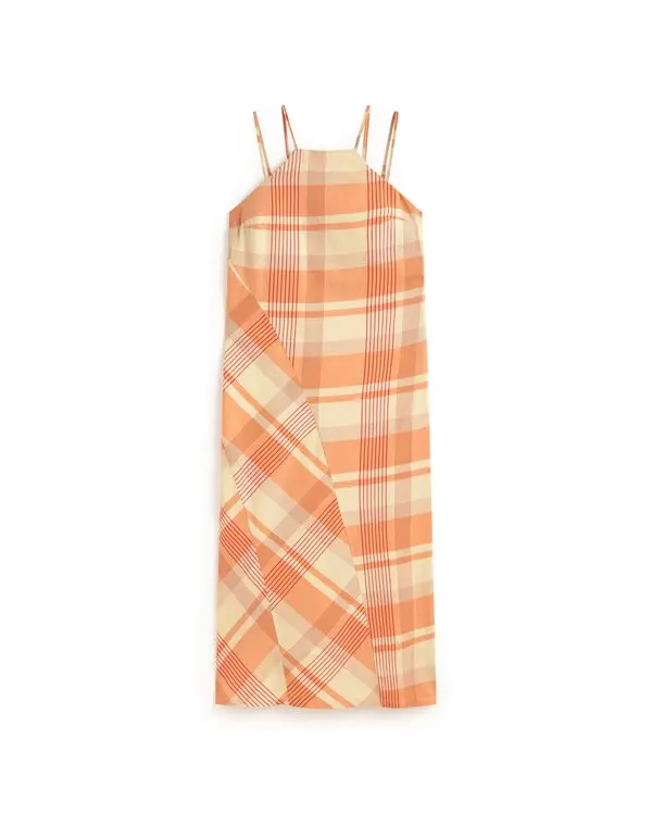 THINKING MU Long Plaid Dress Helia - Orange
