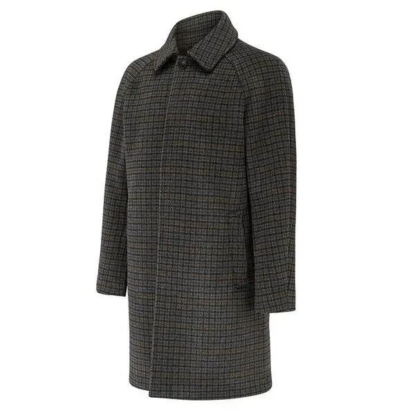 GUARDS LONDON Coldstream Wool Check Overcoat Microcheck - Grey
