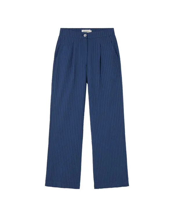 THINKING MU Manolita Seersucker Pants - Blue