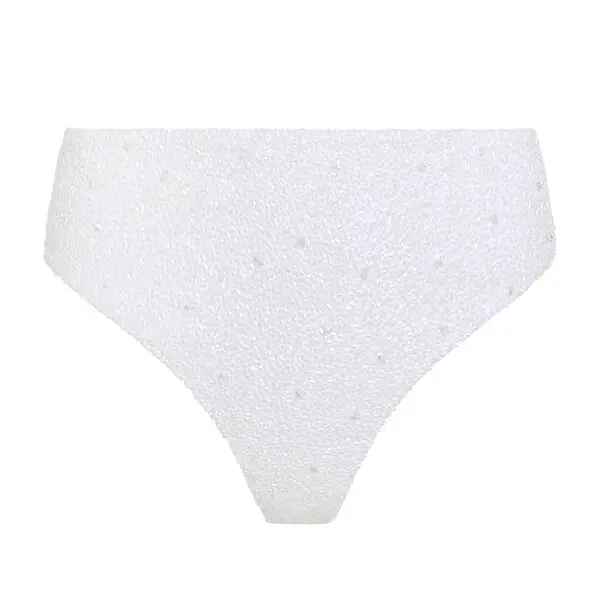 SELF-ADORE Eternal Hand-beaded Embellished High-waisted Bikini Bottom