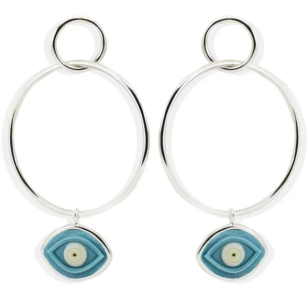 VINTOUCH ITALY Evil Eye Hoop Earrings - Blue