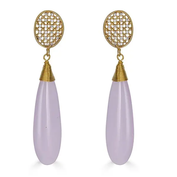 LONI PAUL JEWELRY Gold / Pink Pink Glass Dangle Earrings - Gold/pink